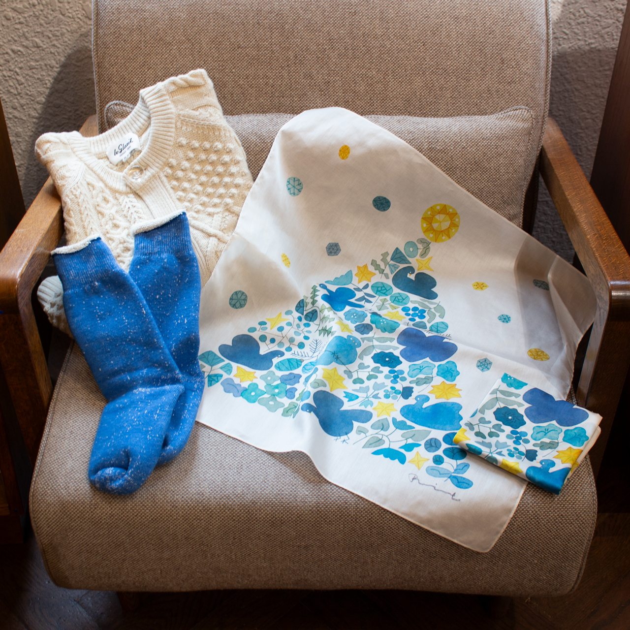 Christmas Handkerchief 【ANGERS Original】 | 京都・河原町にある雑貨店 アンジェのウェブサイト